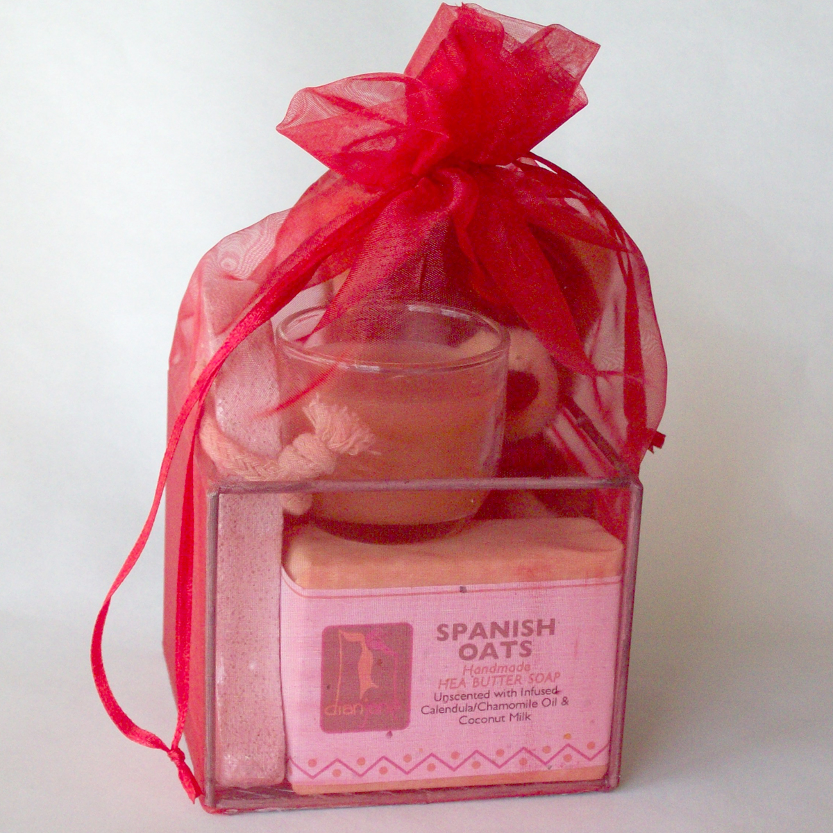 Red Organza Spa Cube Gift Set With Shea Butter Natural Soap on Luulla
