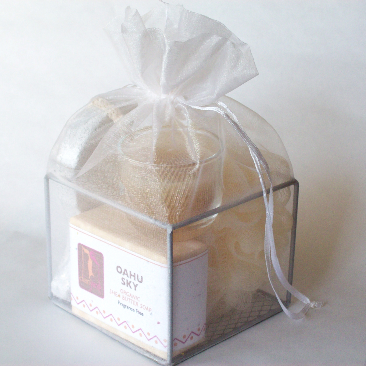 White Organza Spa Cube Gift Set With Shea Butter Natural Soap For ...